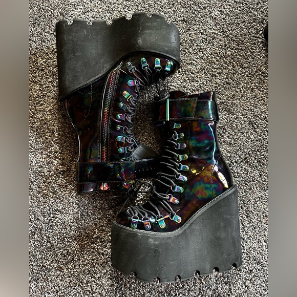 Current Mood | Shoes | Current Mood Oil Slick Platform Boots | Poshmark